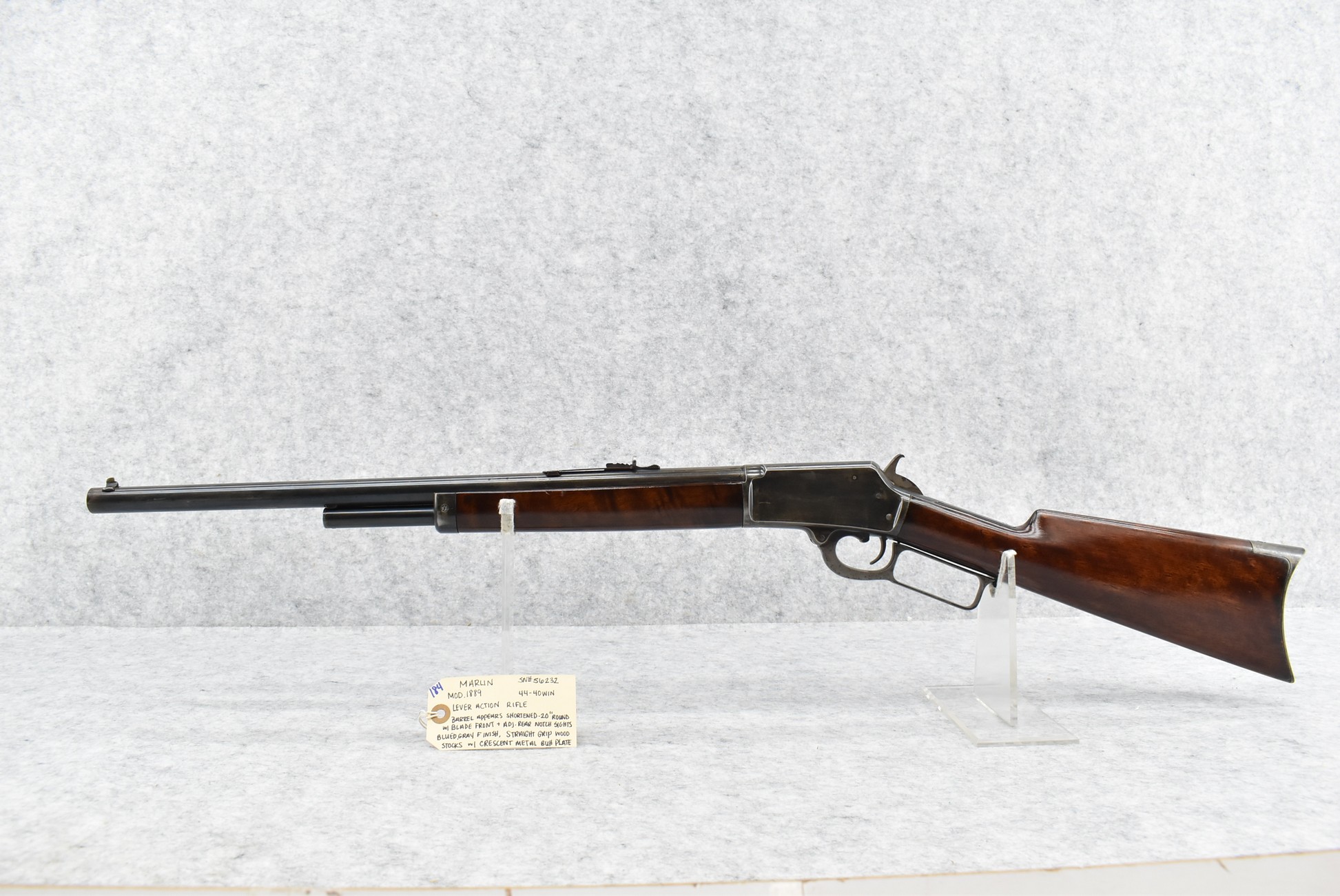 184. Marlin – Mod. 1889 – 44-40 Win. Cal. Lever Action Rifle - Redding ...